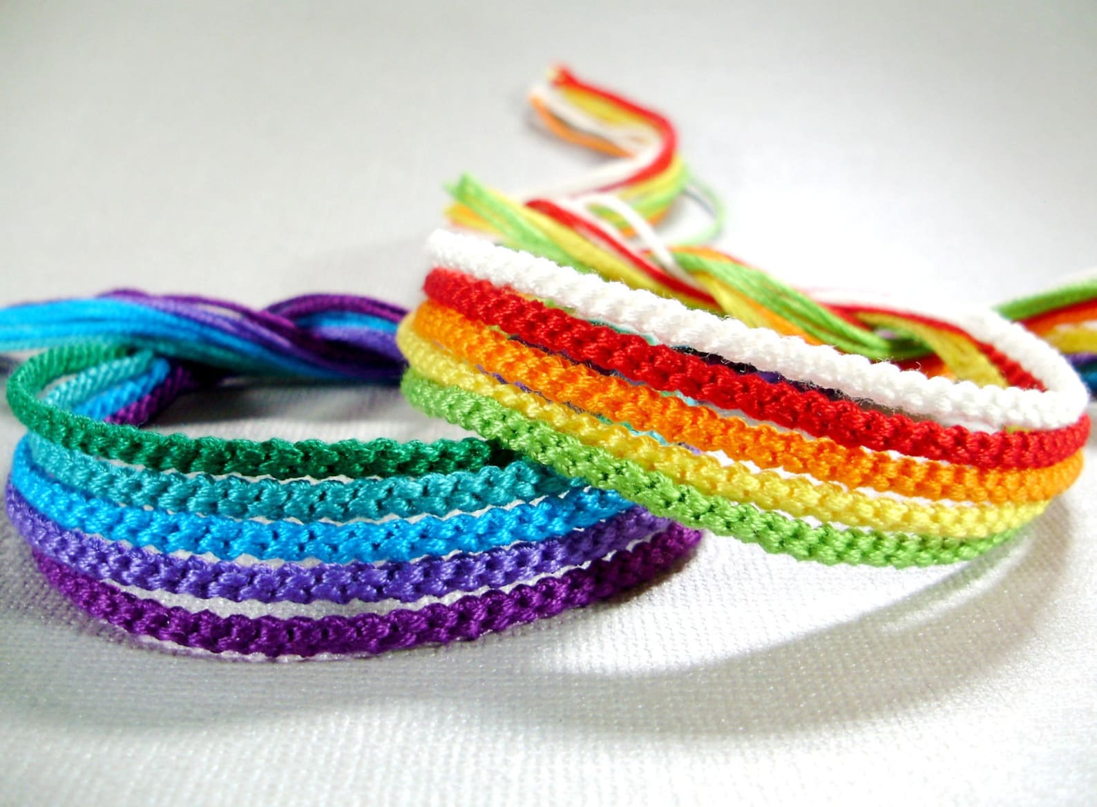 Ten Thin Bracelets in Rainbow Colors Woven Friendship | Etsy