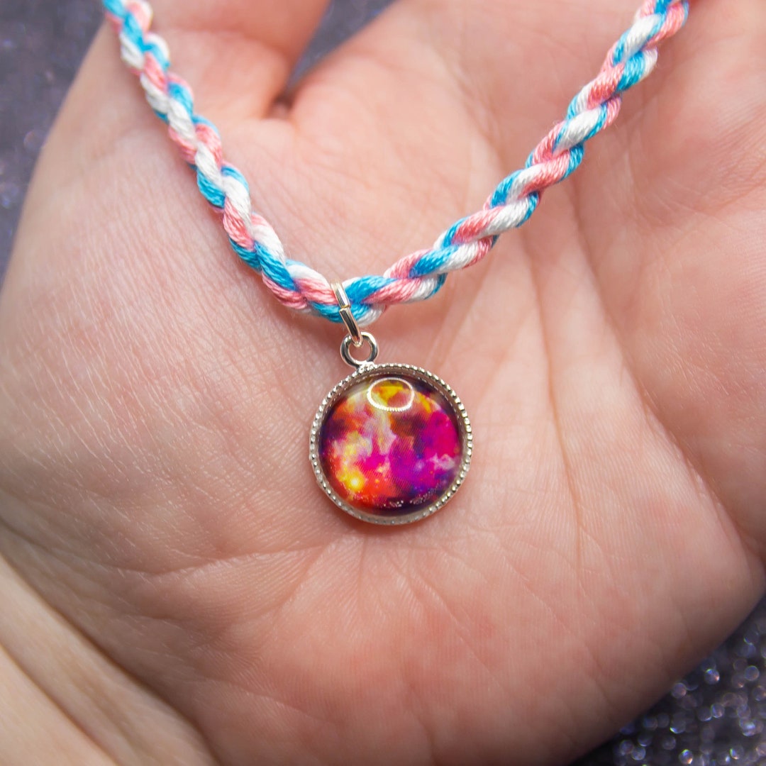 Trans Flag, Rope Bracelet, Nebula Charm, Pink Yellow, LGBT Pride ...