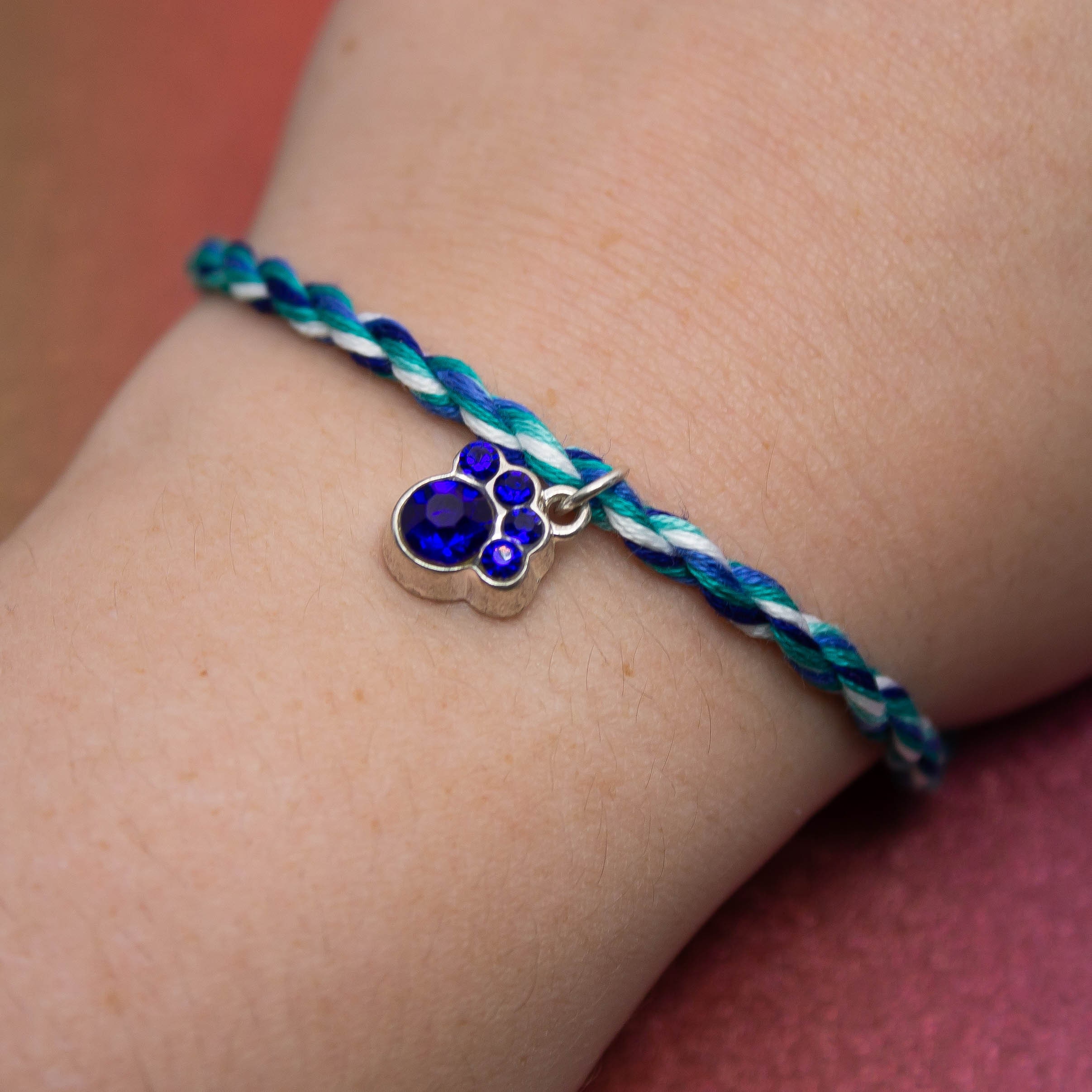 MLM Pride Bracelet: Paw Print Charm, Blue Green White Rope - Etsy