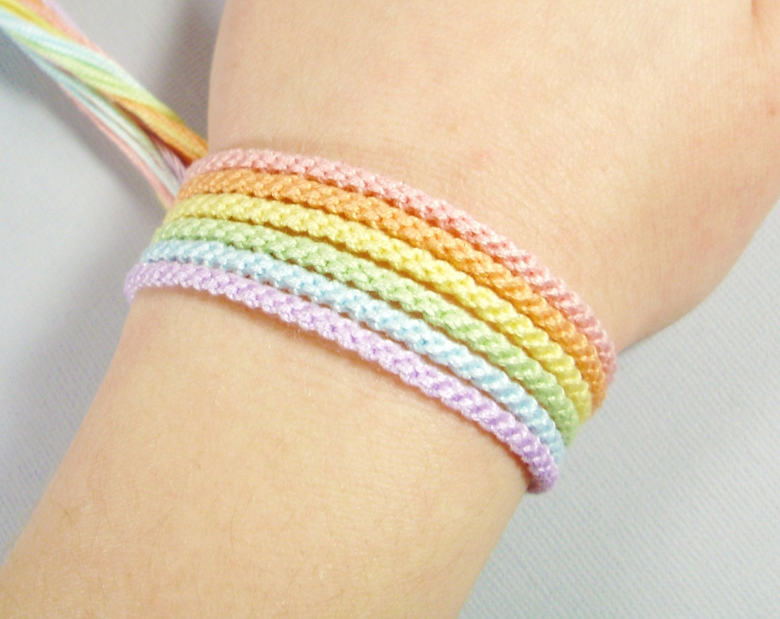 Pastel Rainbow Bracelet Set Six Handmade Bracelets - Etsy