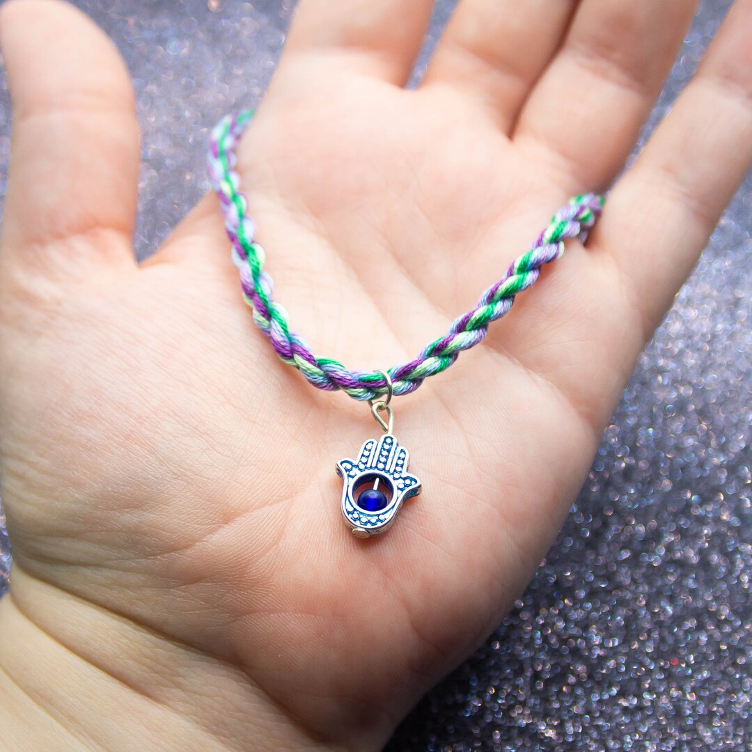 Toric Flag Friendship Bracelet With Blue Hand of Fatima Charm, LGBT ...