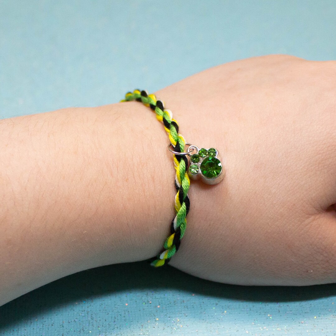 Metagender Pride, Friendship Bracelet, Green Paw Print Charm, LGBT ...