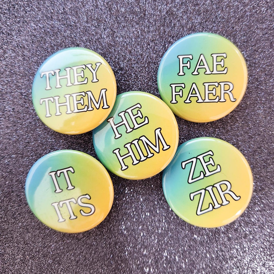 Queer Pin Back Buttons, Pronoun Buttons, LGBTQIA+ Pride Month, Queer ...
