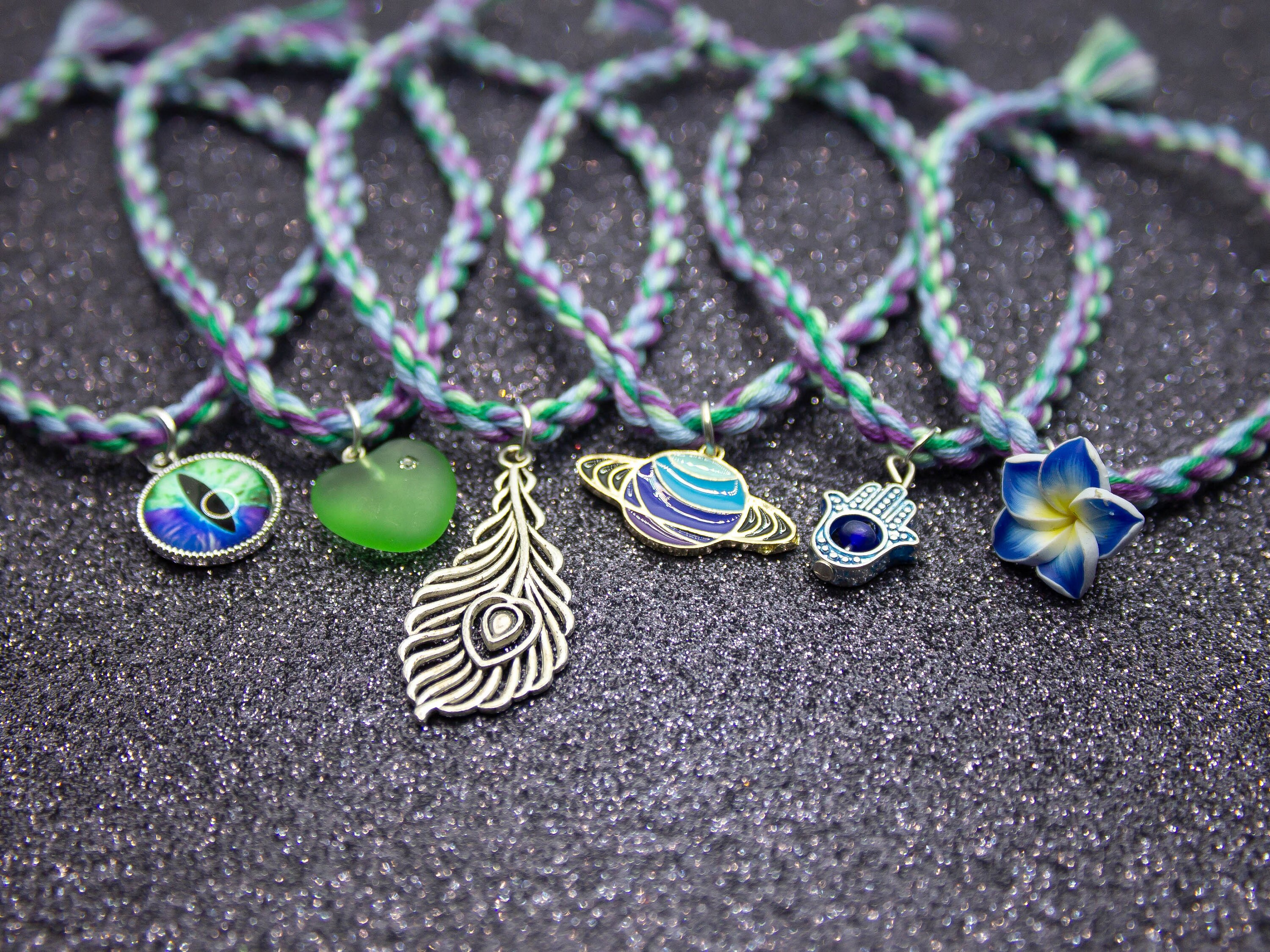 Toric Flag Friendship Bracelet with Peacock Feather Charm | Etsy