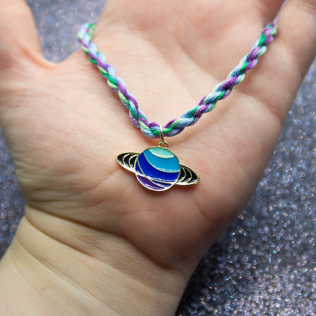 Toric Flag Friendship Bracelet With Blue Saturn Charm, LGBT Pride ...