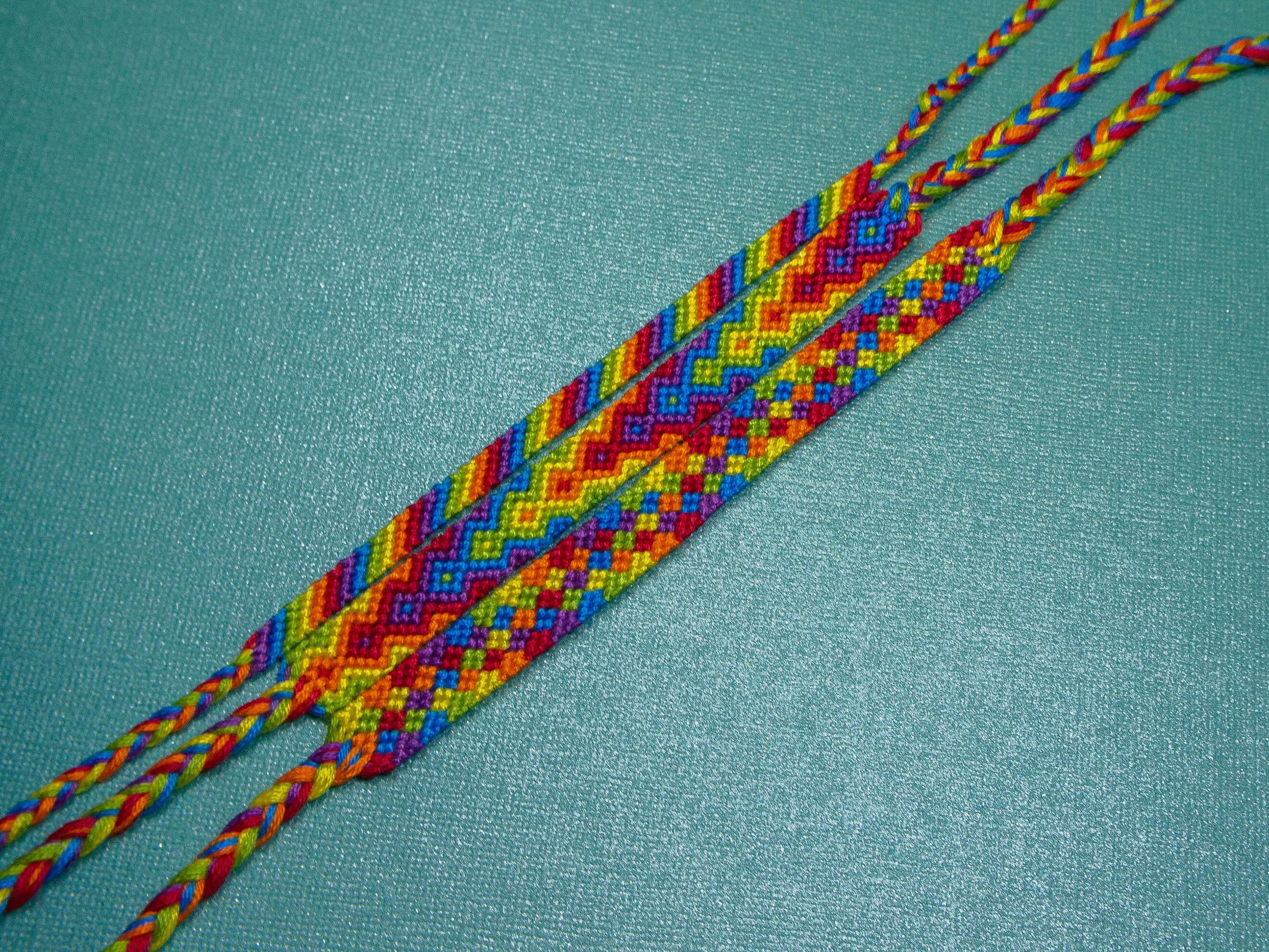 Neon Rainbow Friendship Bracelet in Stripe Pattern LGBT | Etsy