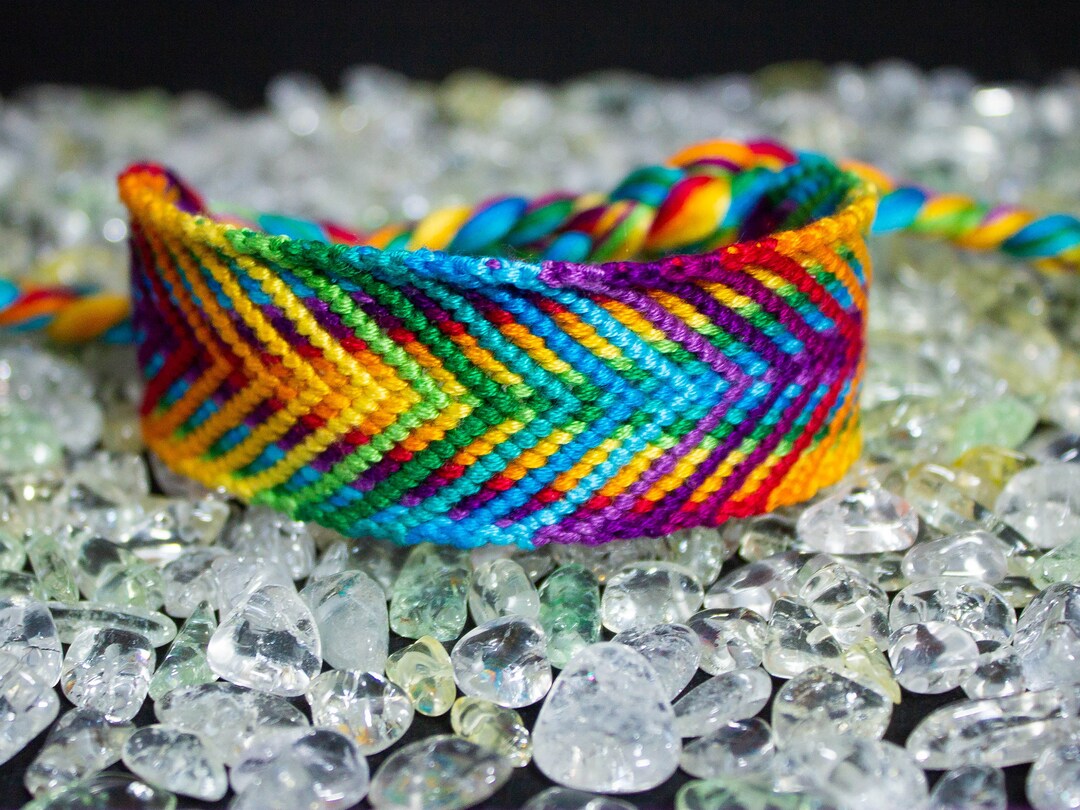 Rainbow Chevron Friendship Bracelet: 13 Color Cotton, Adjustable - Etsy