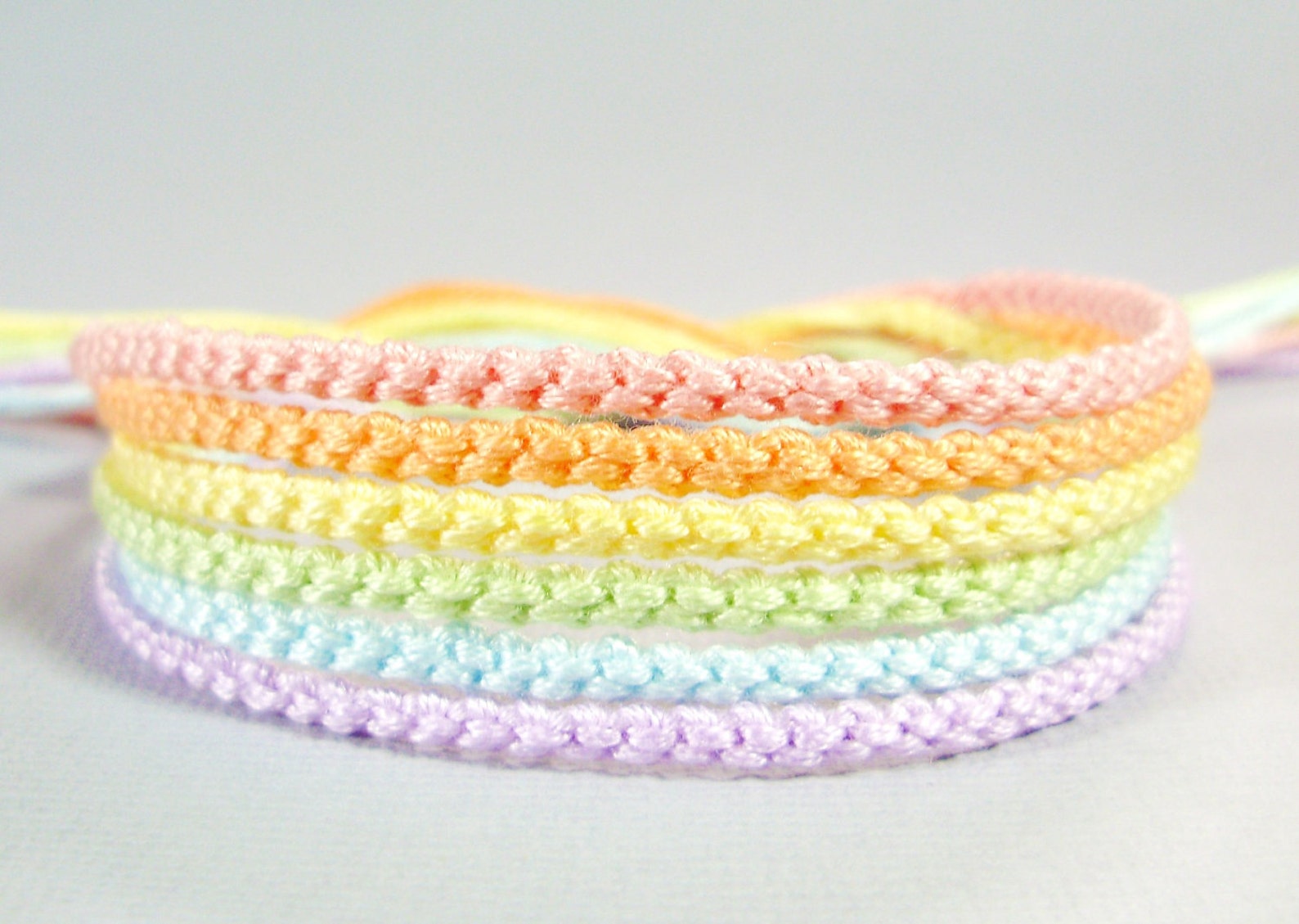 Pastel Rainbow Bracelet Set Six Handmade Bracelets - Etsy