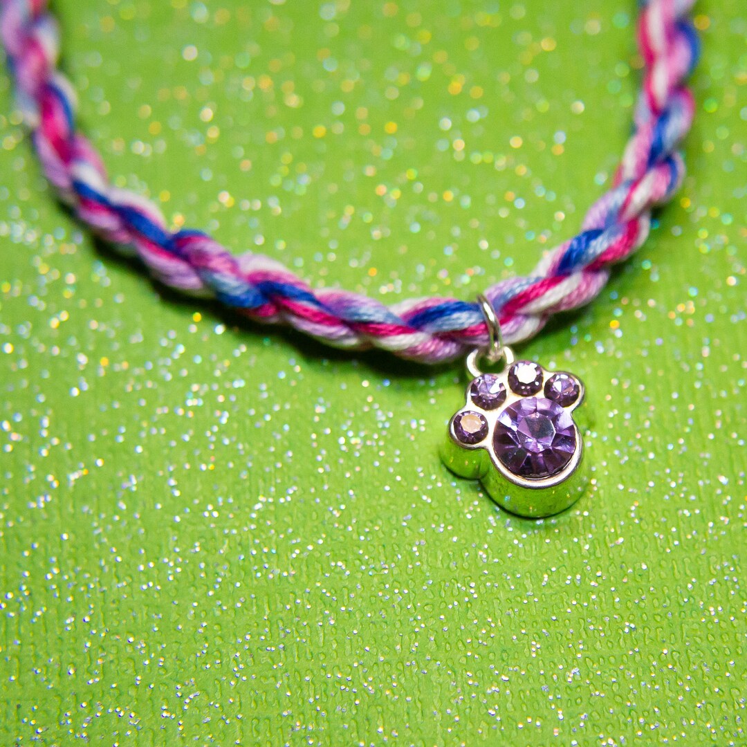 Bigender Pride Bracelet: Lavender Paw Print Charm, LGBTQ Jewelry - Etsy