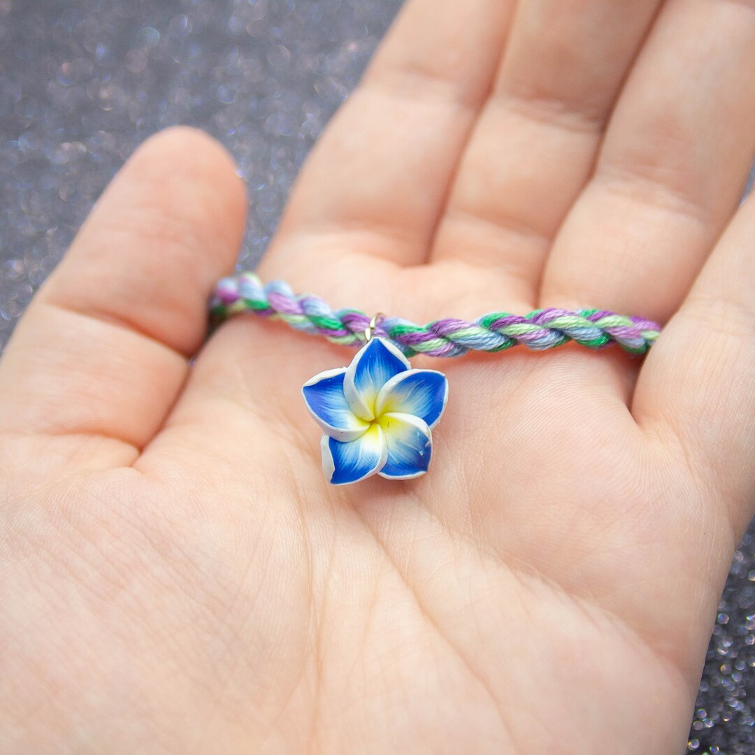 Toric Flag Friendship Bracelet With Blue Plumeria Flower Charm, LGBT ...
