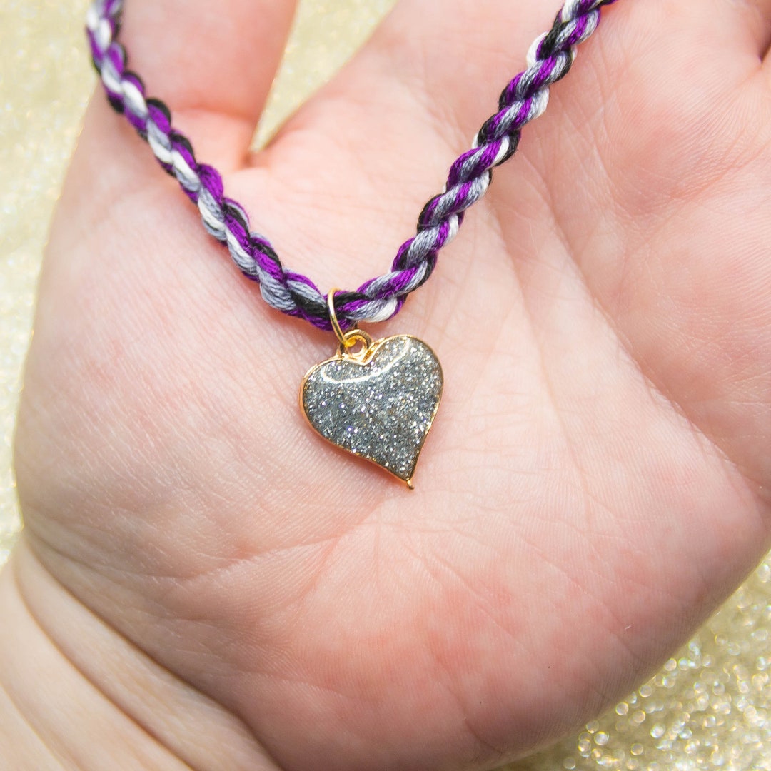 Ace Flagge, Freundschaftsarmband, Silber Glitzer, Herz Charm, Asexual ...
