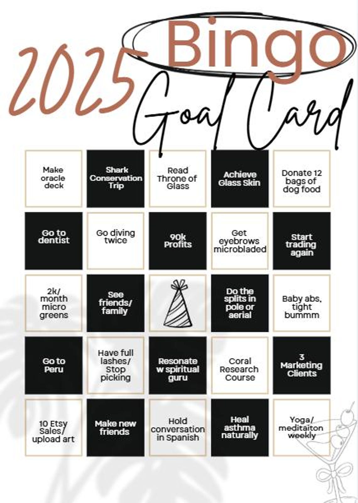 2025 Goal Bingo Cards - Etsy