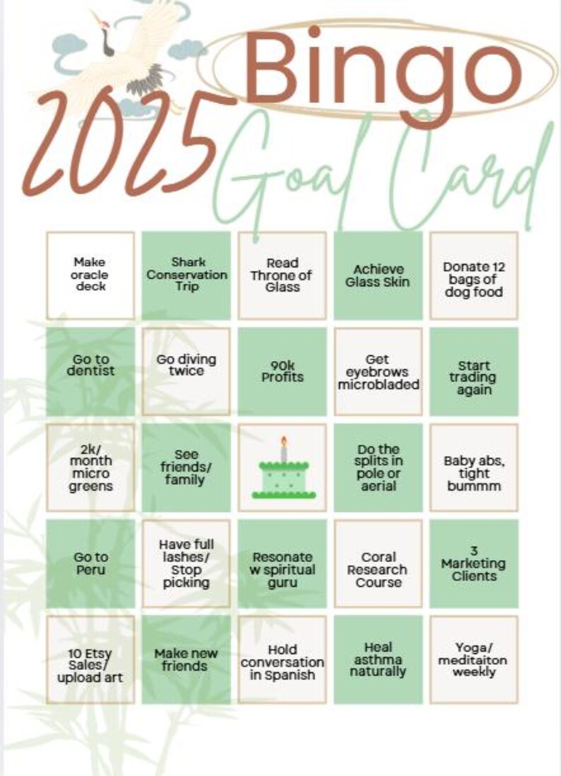 2025 Goal Bingo Cards - Etsy