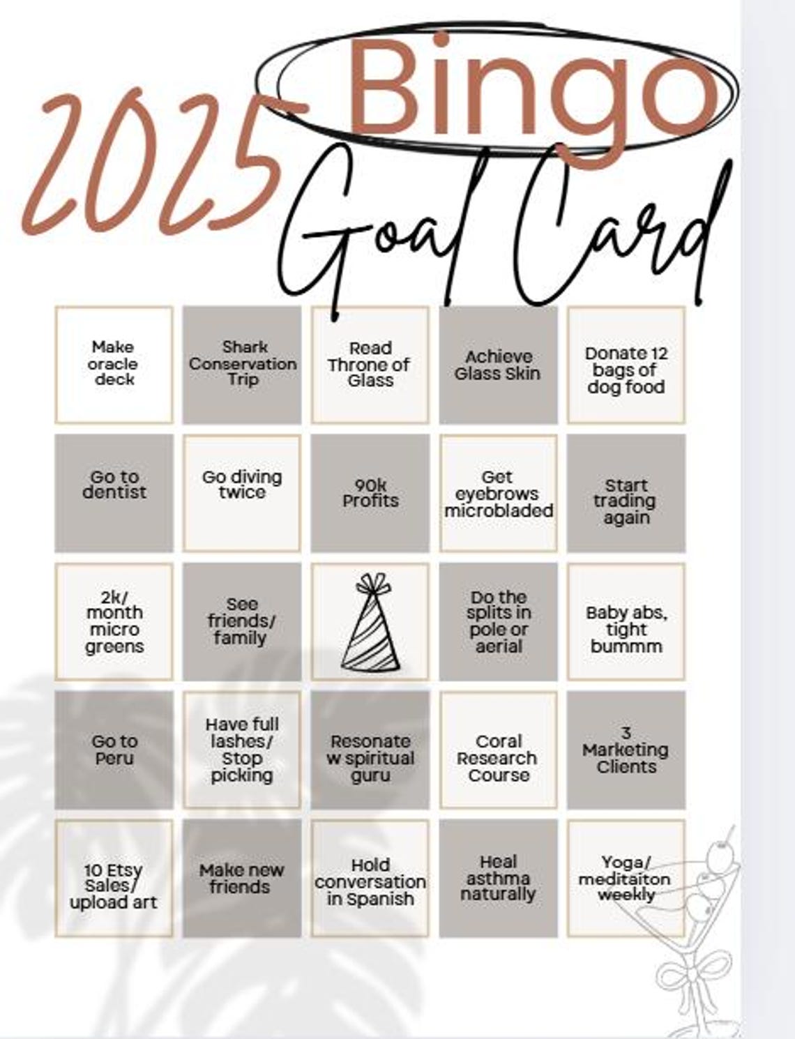 2025 Goal Bingo Cards - Etsy