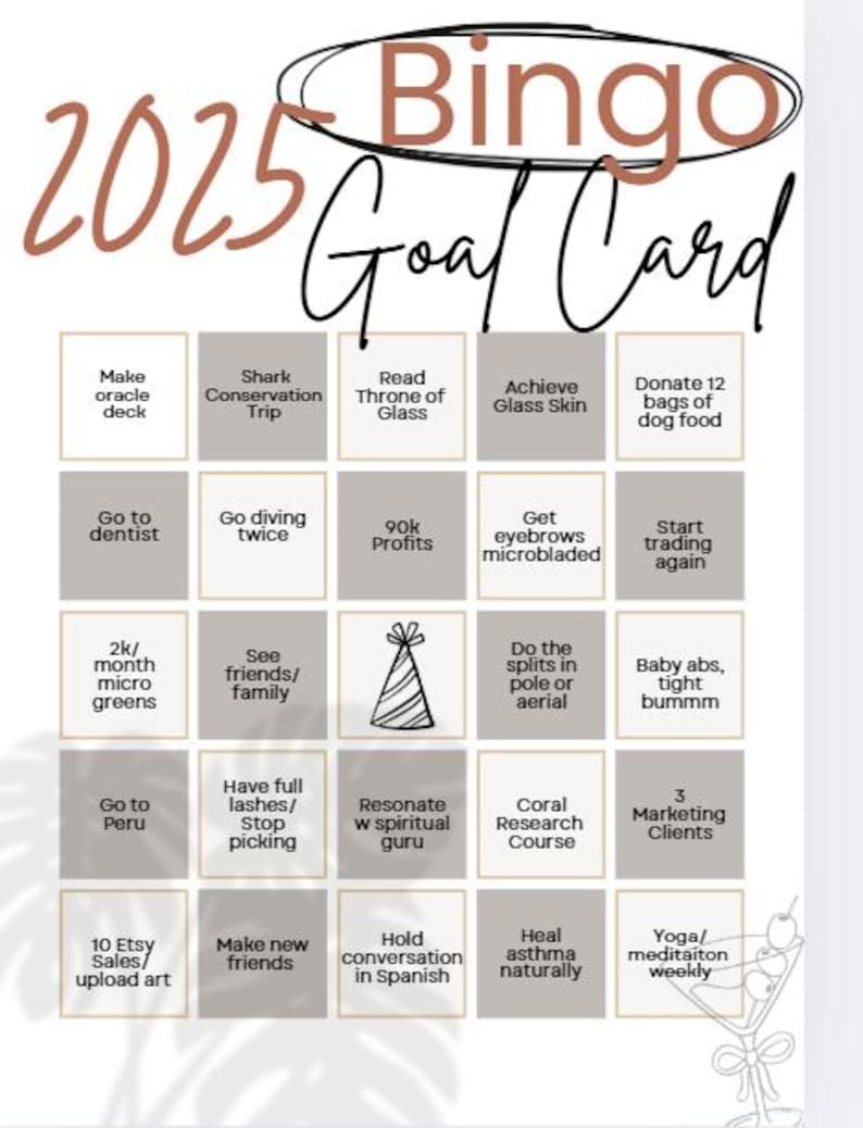 2025 Goal Bingo Cards - Etsy