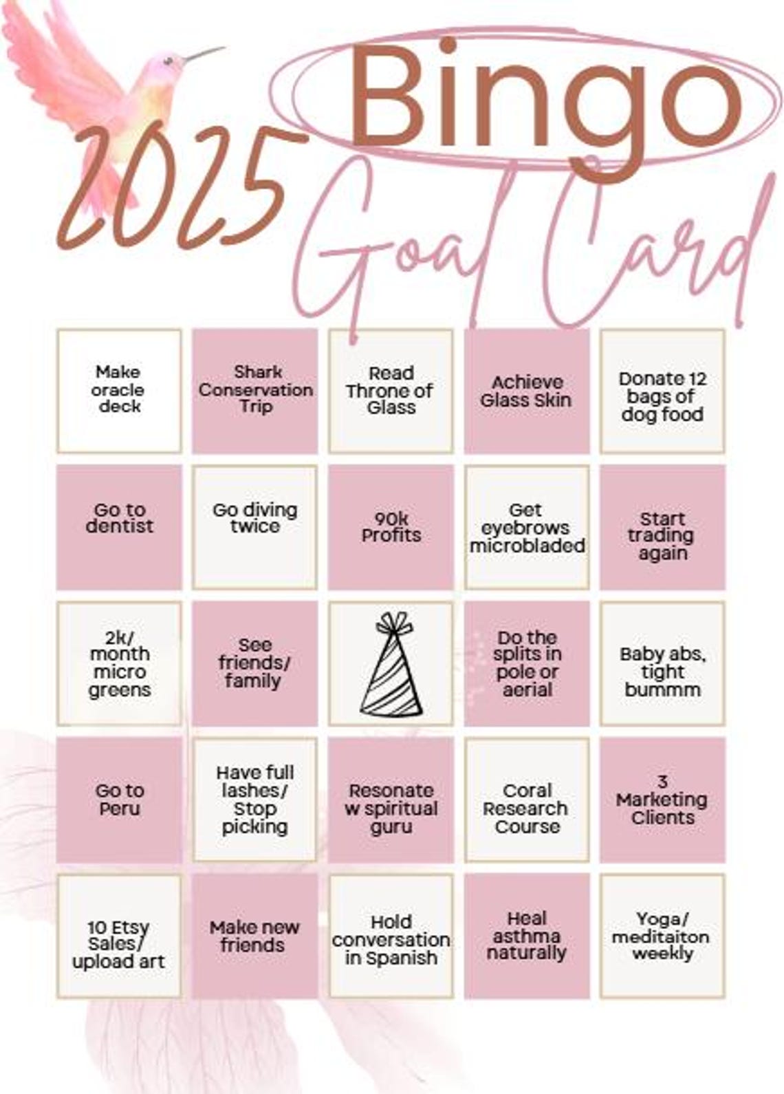 2025 Goal Bingo Cards - Etsy