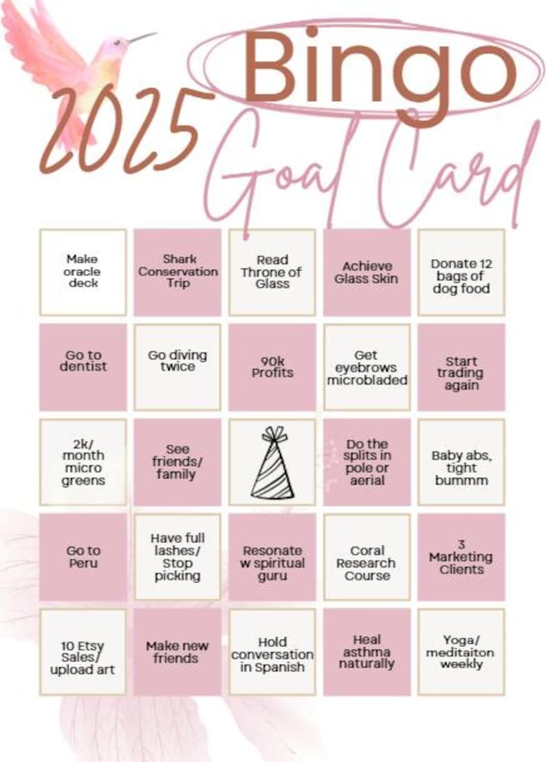 2025 Goal Bingo Cards - Etsy