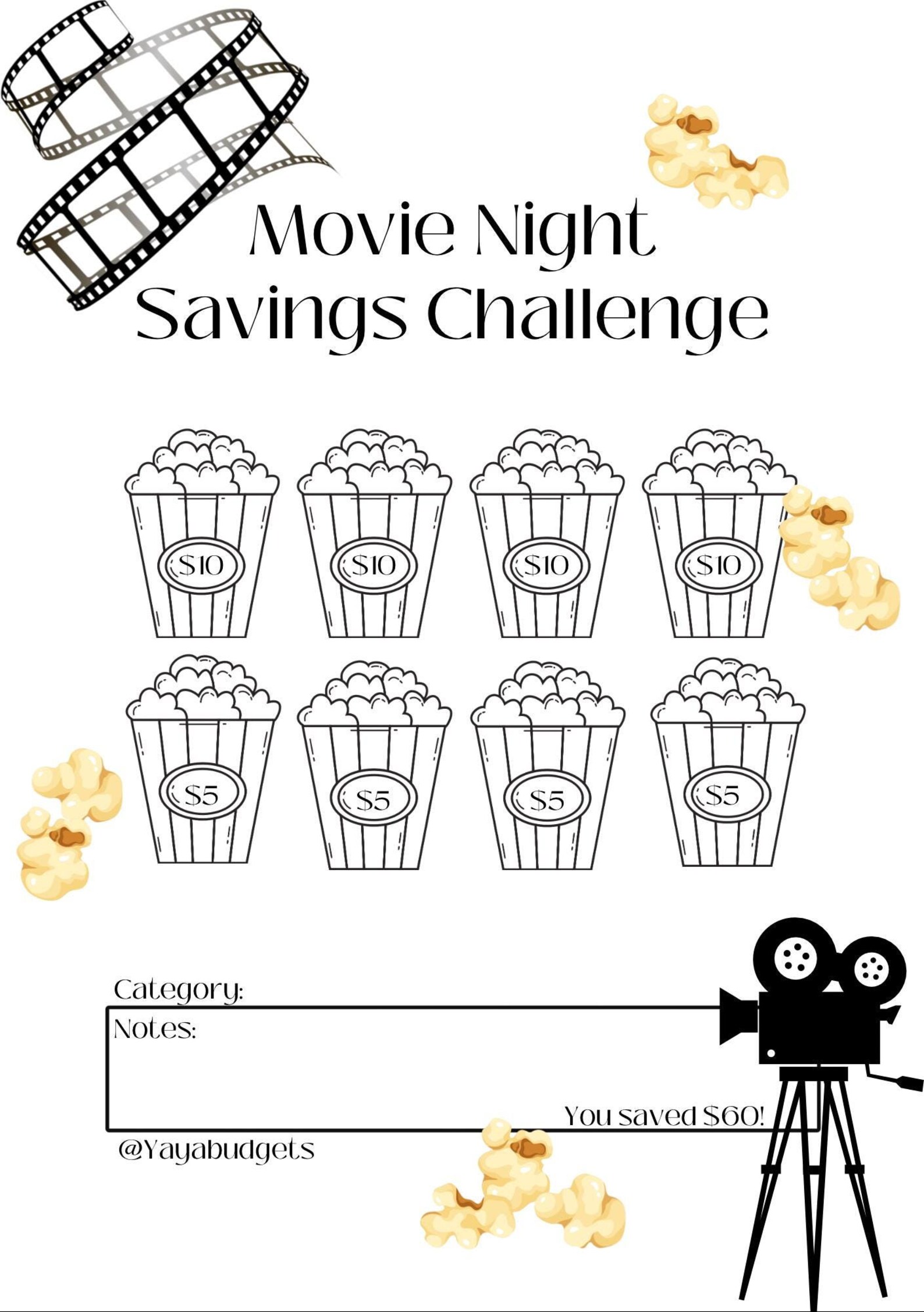 A5 Event Themed Savings Challenge- Digital Template - Etsy