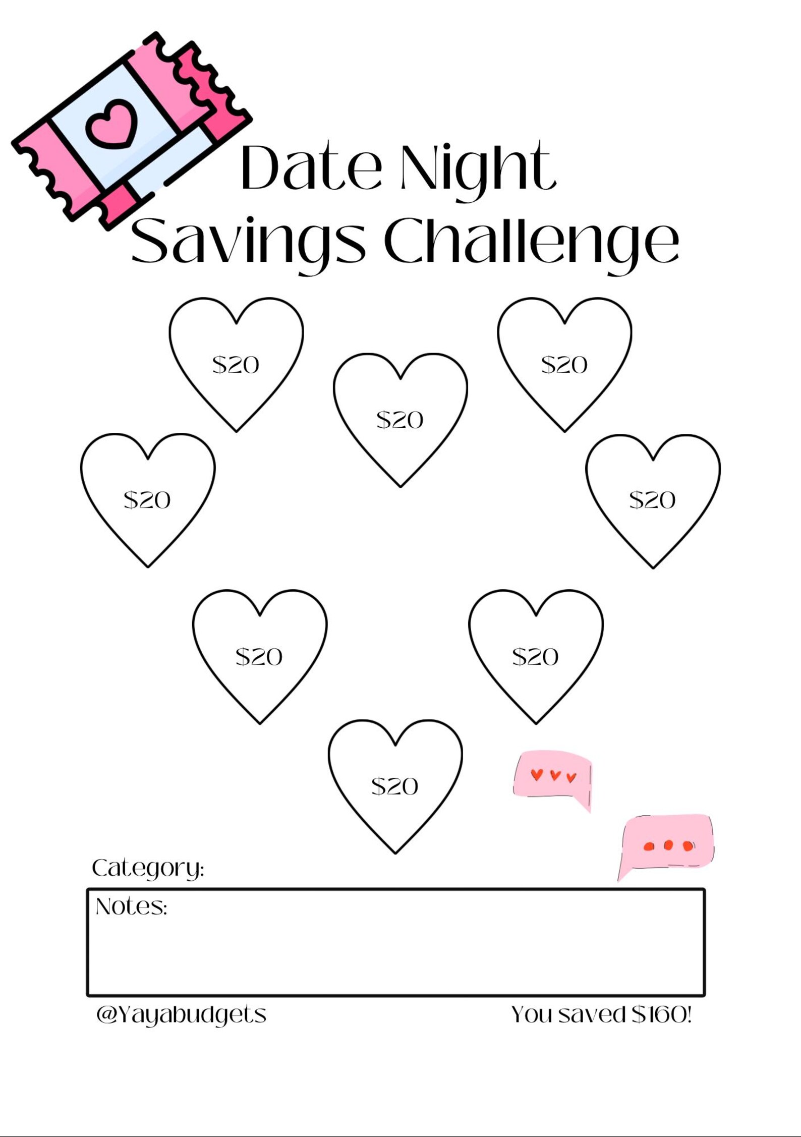 A5 Event Themed Savings Challenge- Digital Template - Etsy