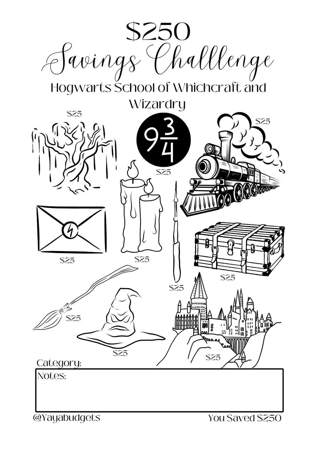 A5 Harry Potter Savings Challenge Poudlard/Modèle numérique pour iPad ...