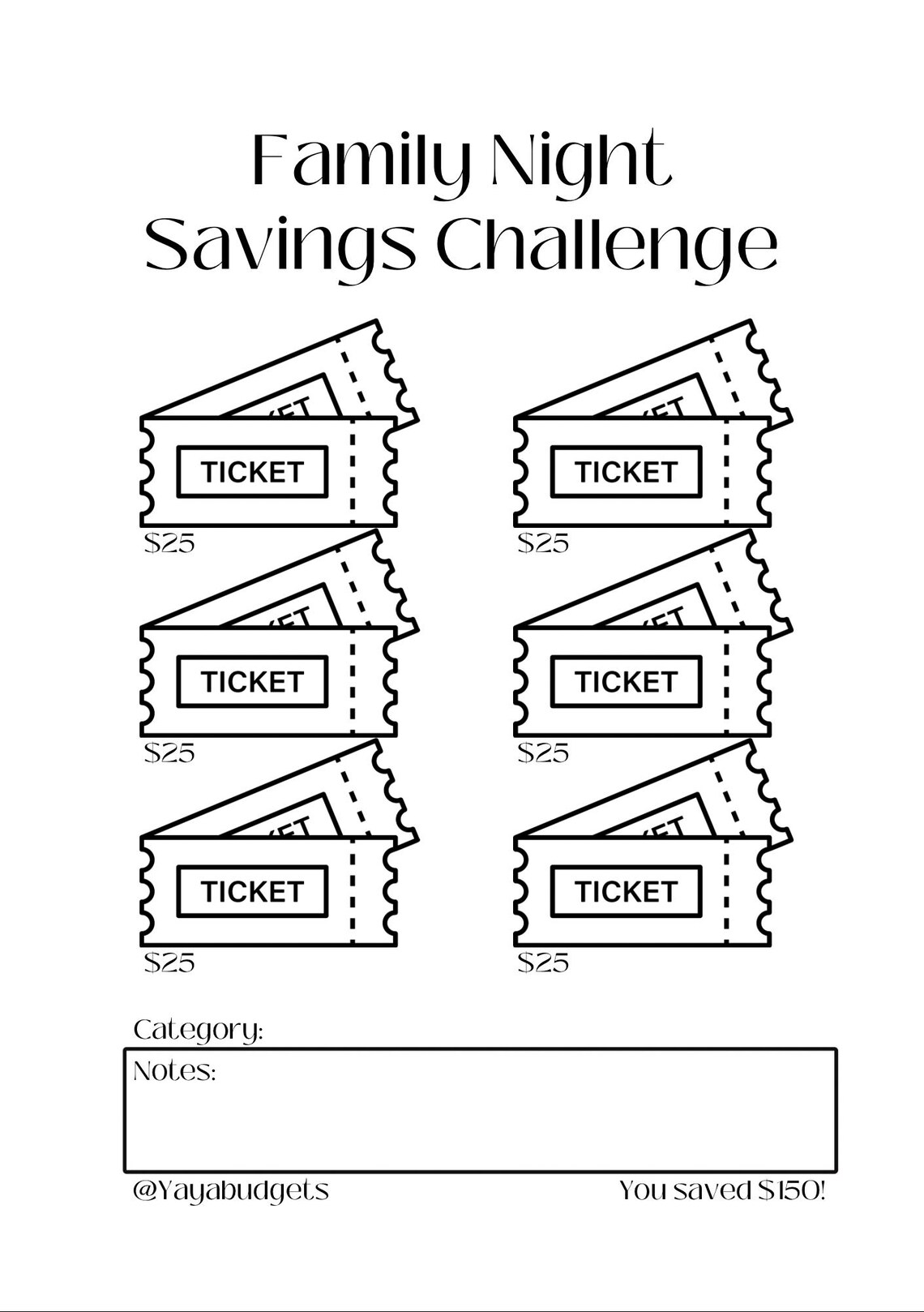 A5 Event Themed Savings Challenge- Digital Template - Etsy