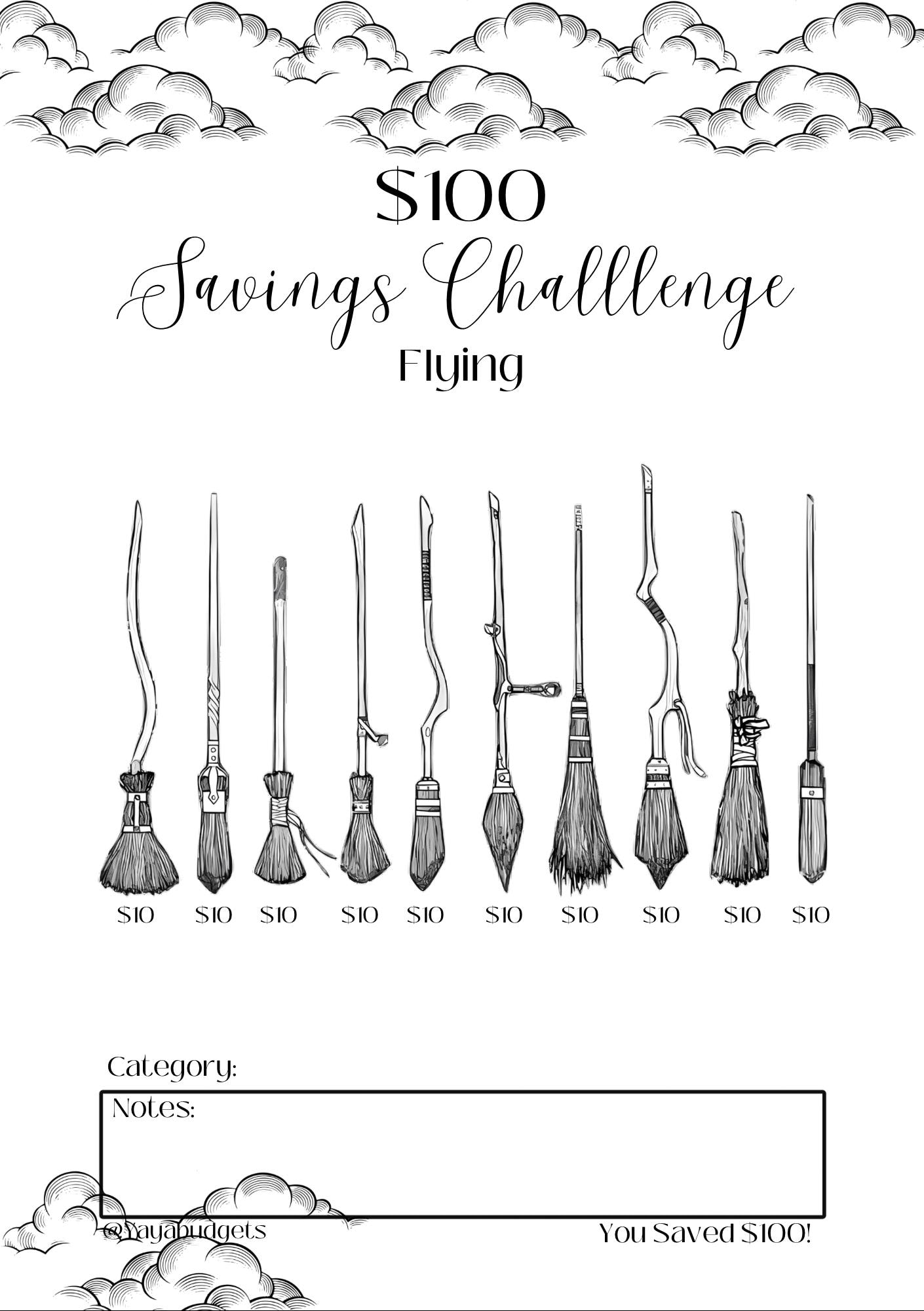 A5 Harry Potter Savings Challenge Hogwarts Classes/digital Template ...