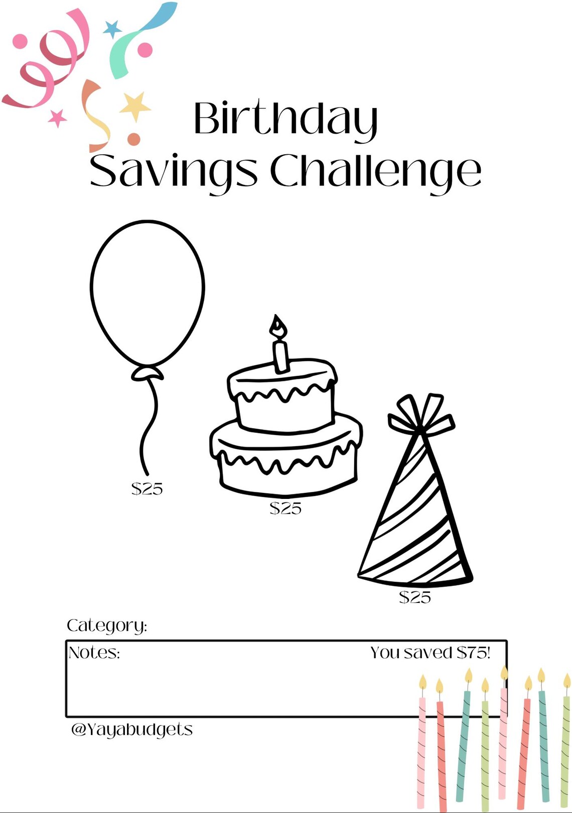 A5 Event Themed Savings Challenge- Digital Template - Etsy