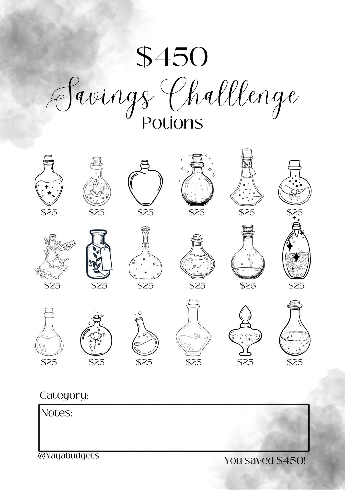 A5 Harry Potter Savings Challenge Hogwarts Classes/digital Template ...