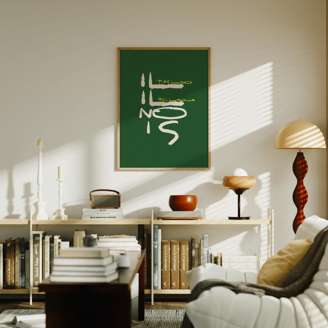 Illinois Calligraphy Wall Art, the Land of Lincoln Print, Handwritten ...