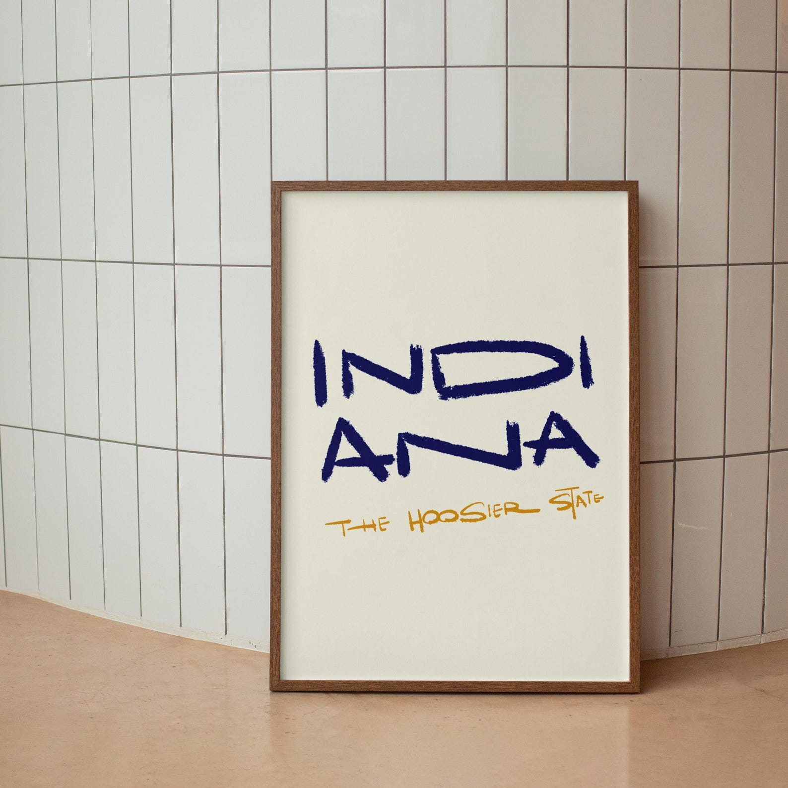 Indiana Calligraphy Wall Art, Handwritten State Poster, Minimalist ...