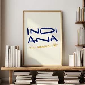 Indiana Calligraphy Wall Art, Handwritten State Poster, Minimalist ...