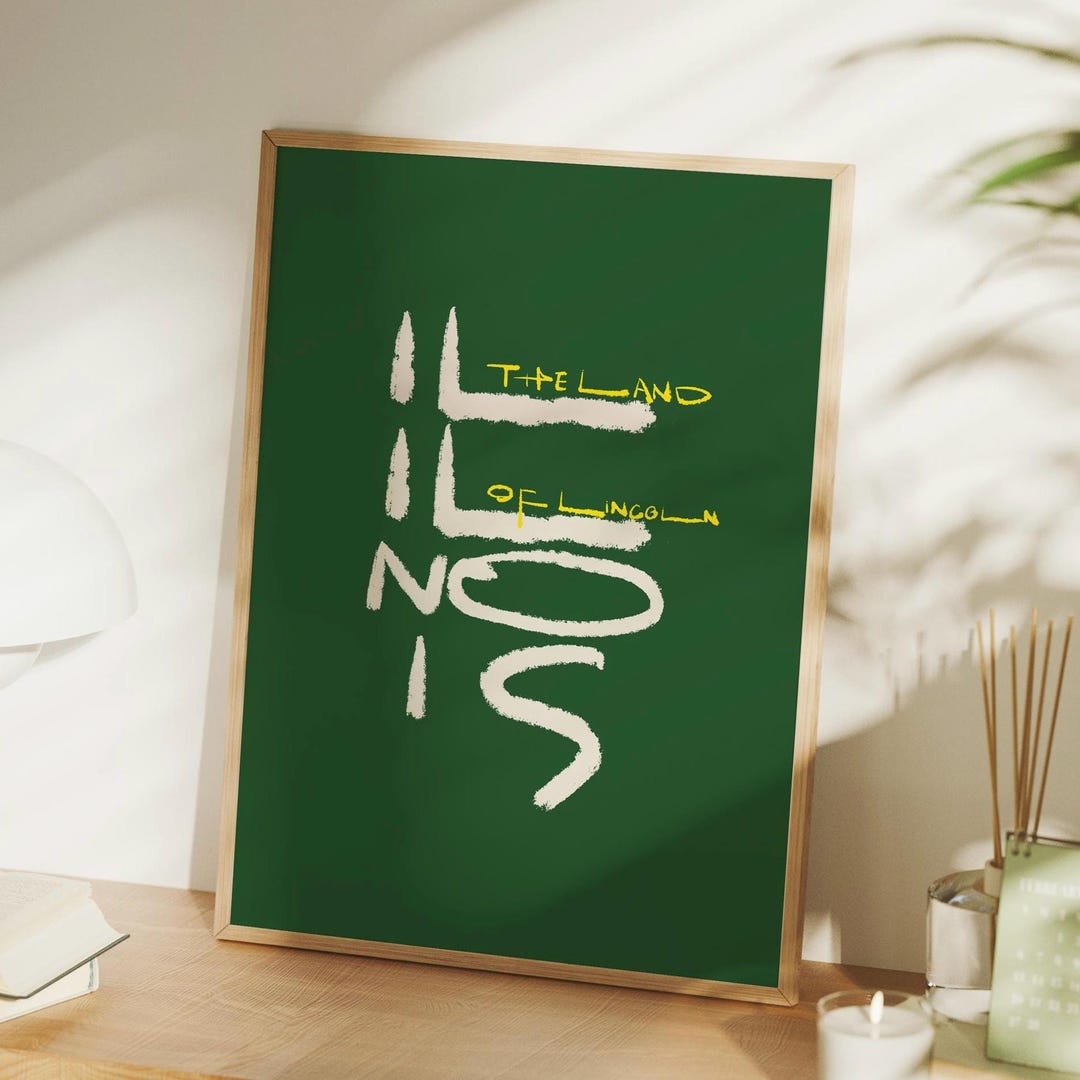 Illinois Calligraphy Print: Land of Lincoln Typography (digital ...