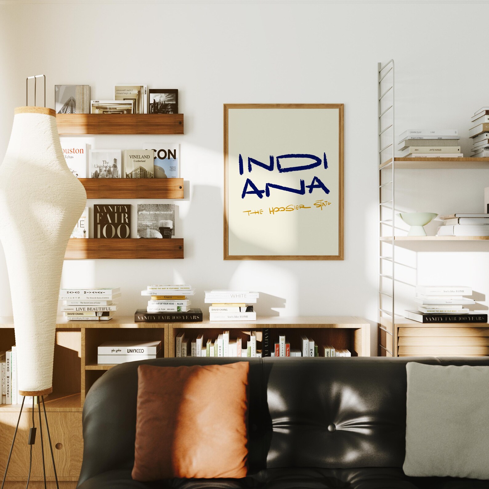 Indiana Calligraphy Wall Art, Handwritten State Poster, Minimalist ...