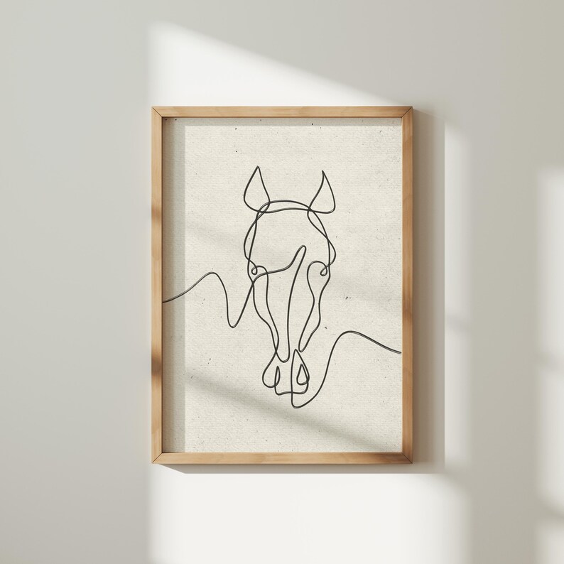 Minimalist Horse Wall Print Neutral Line Drawing Zodiac Year Poster ...