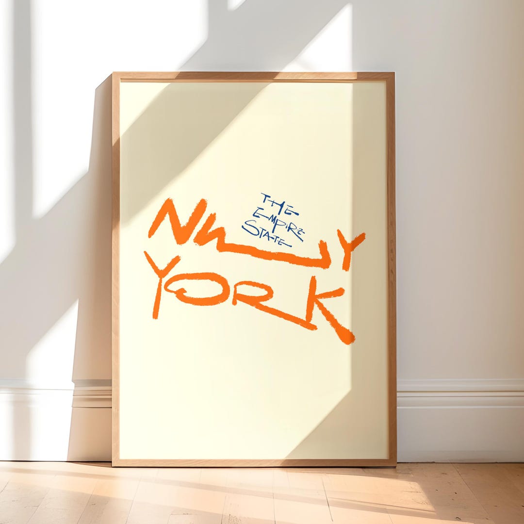 New York Calligraphy Wall Art, Handwritten Typography Print, Modern ...