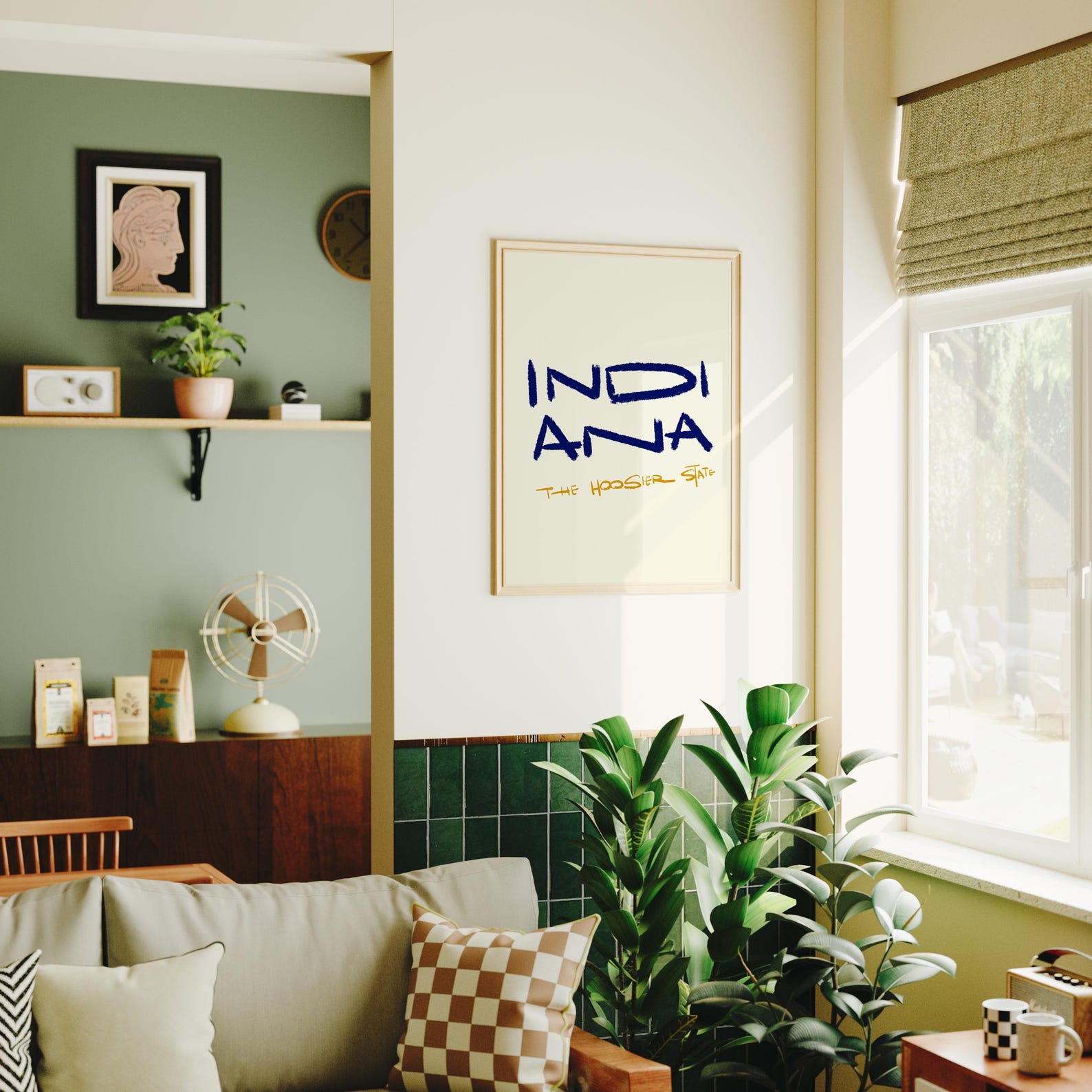 Indiana Calligraphy Wall Art, Handwritten State Poster, Minimalist ...