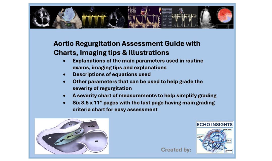 Aortic Regurgitation Echo Assessment Guide, Study Guide, Echocardiogram ...