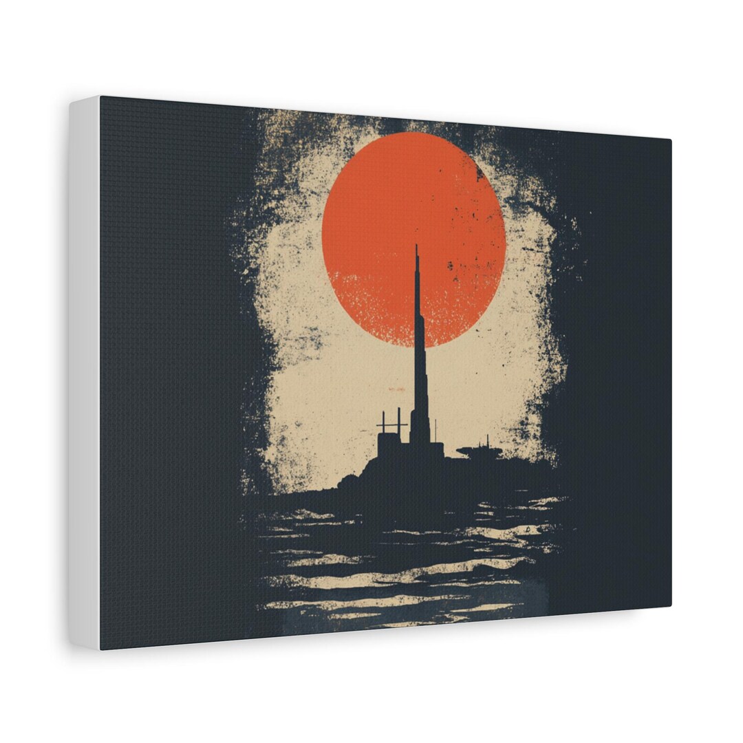 Retro Sunrise Canvas Art Print, Vintage Wall Decor for Home, Coastal ...