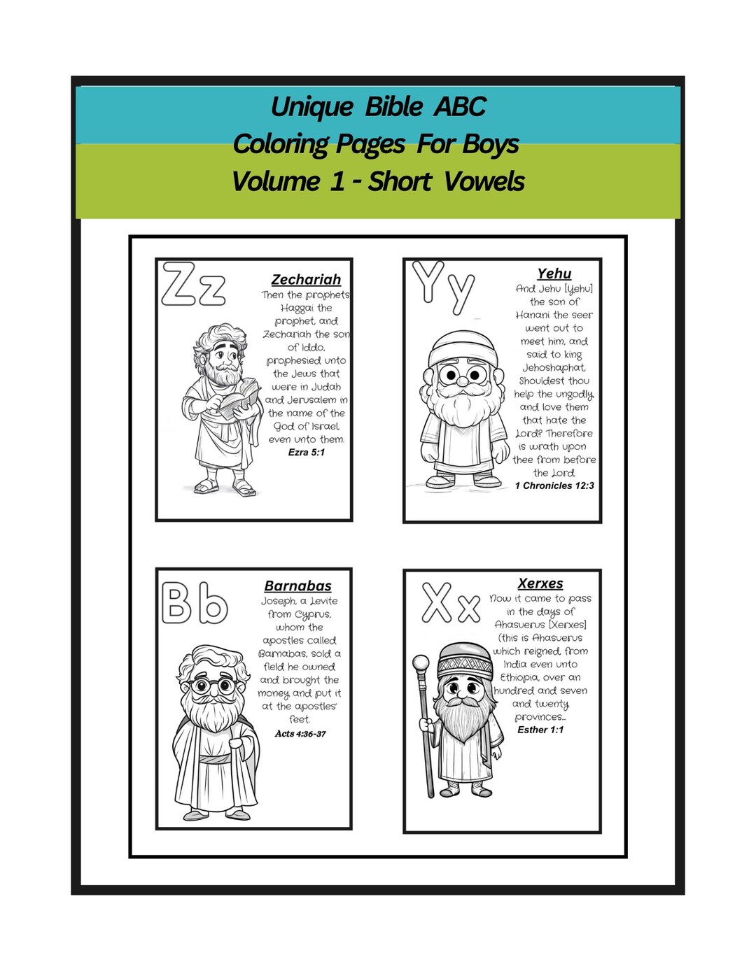 Unique ABC Bible Coloring Pages| Printable Bible Characters| A-Z ...