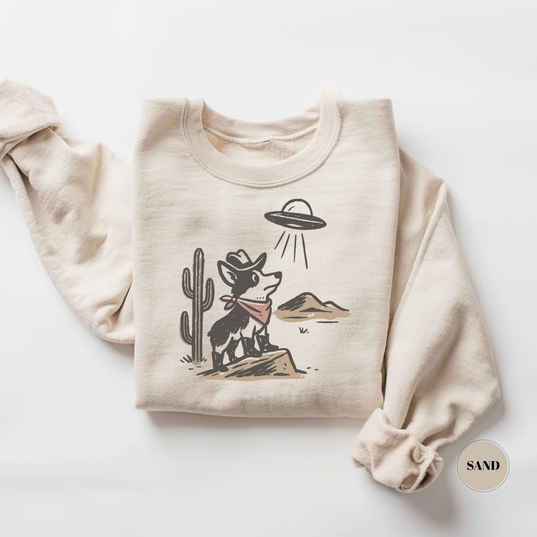 Cute Western Corgi Sweatshirt, Retro Dog Sweater, Vintage Dog Mom ...