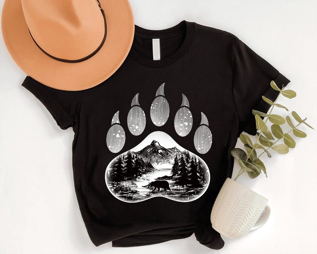 Bear Paw Shirt - Mountain Landscape Graphic Tee, Nature Lover Shirt ...