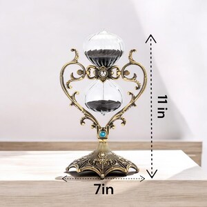 60-minute Hourglass Sand Timer - Vintage Brass Engraved Rotating Sand Clock, 1-hour Black ...