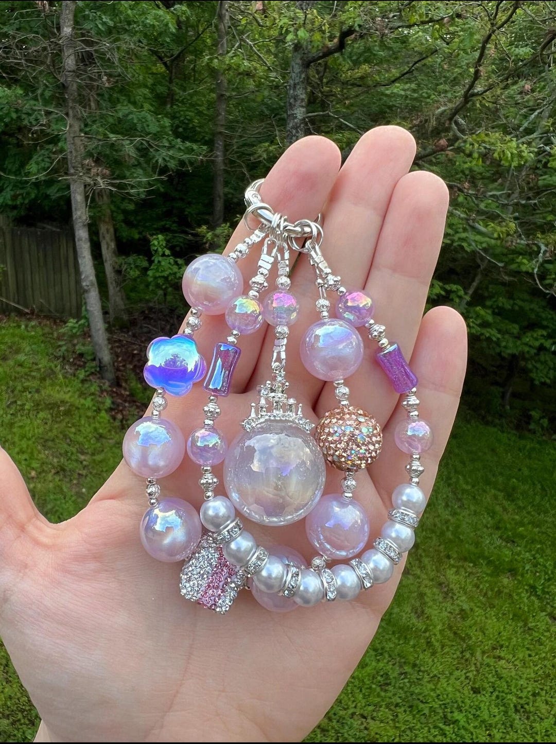Purple Princess Keychain: Fairycore Sparkly Bead Purse Charm - Etsy
