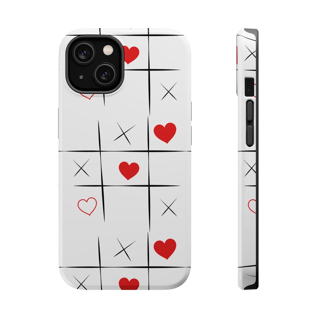 Heart & Tic-tac-toe Phone Case, Cute Phone Cover, Magnetic Tough Cases ...