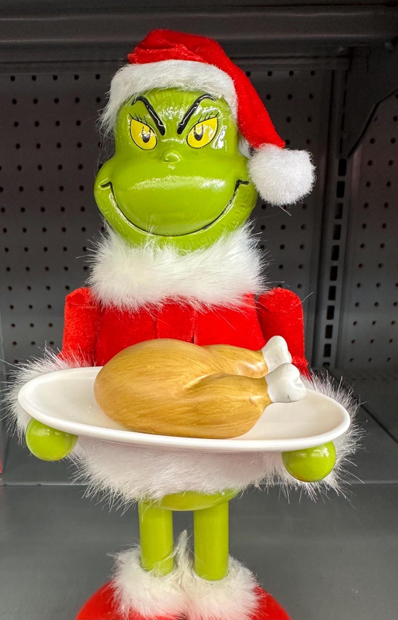 Santa Grinch With Roast Beast Dinner 12” Standing Polyresin Nutcracker ...