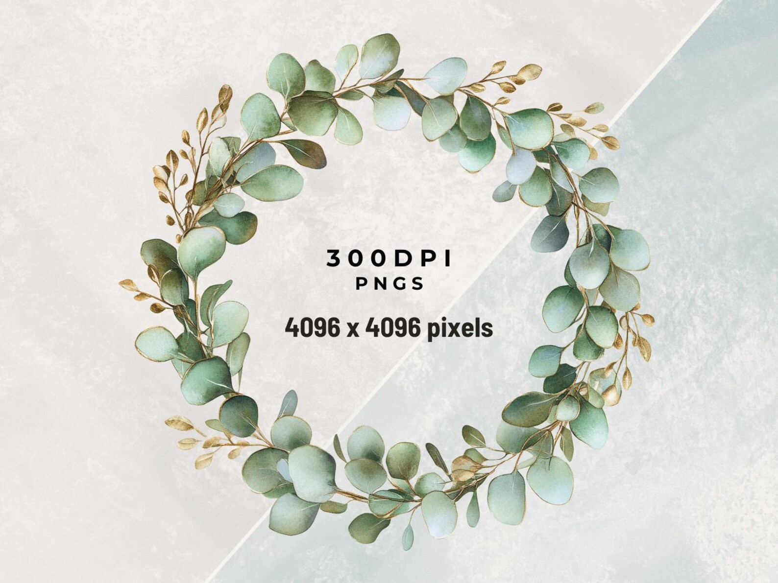 Eucalyptus Wreath Clipart - Watercolour Digital Illustration - Rustic ...