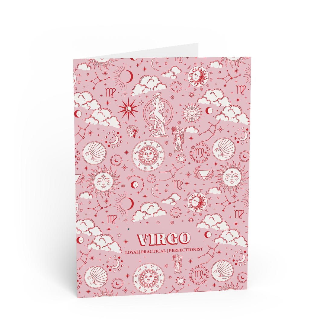 Virgo Zodiac Birthday Card – Astrology Star Sign Greeting – Illustrated ...