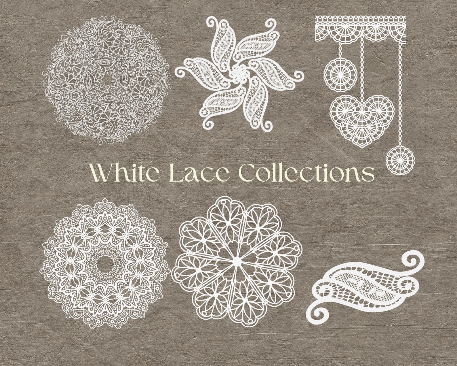 White Lace Collections - Digital Lace, Lace Clipart, Vintage Lace ...
