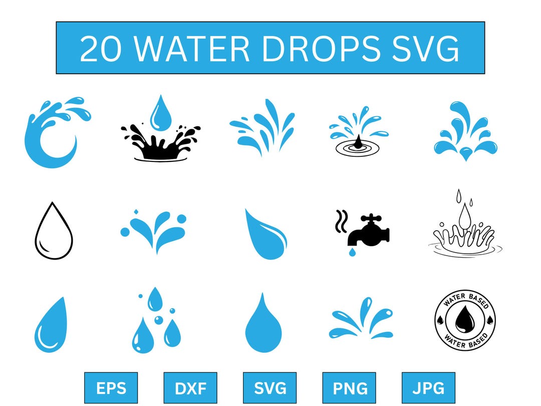 Water Drops Svg | Rain Drop Clipart | Ocean Wave Svg Bundle | Water Png ...
