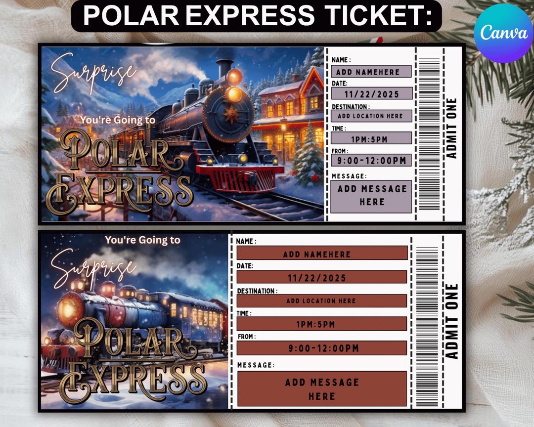 Polar Express Ticket Template – Printable Christmas Golden Ticket ...